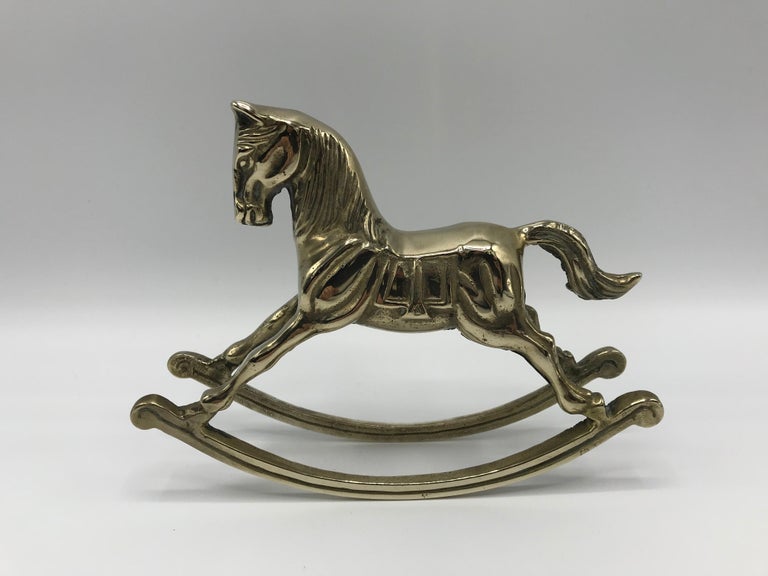 1970s Brass Rocking Horse Sculpture at 1stDibs