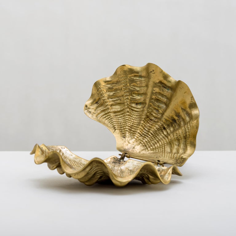 1970s Brass Shell Box For Sale at 1stDibs