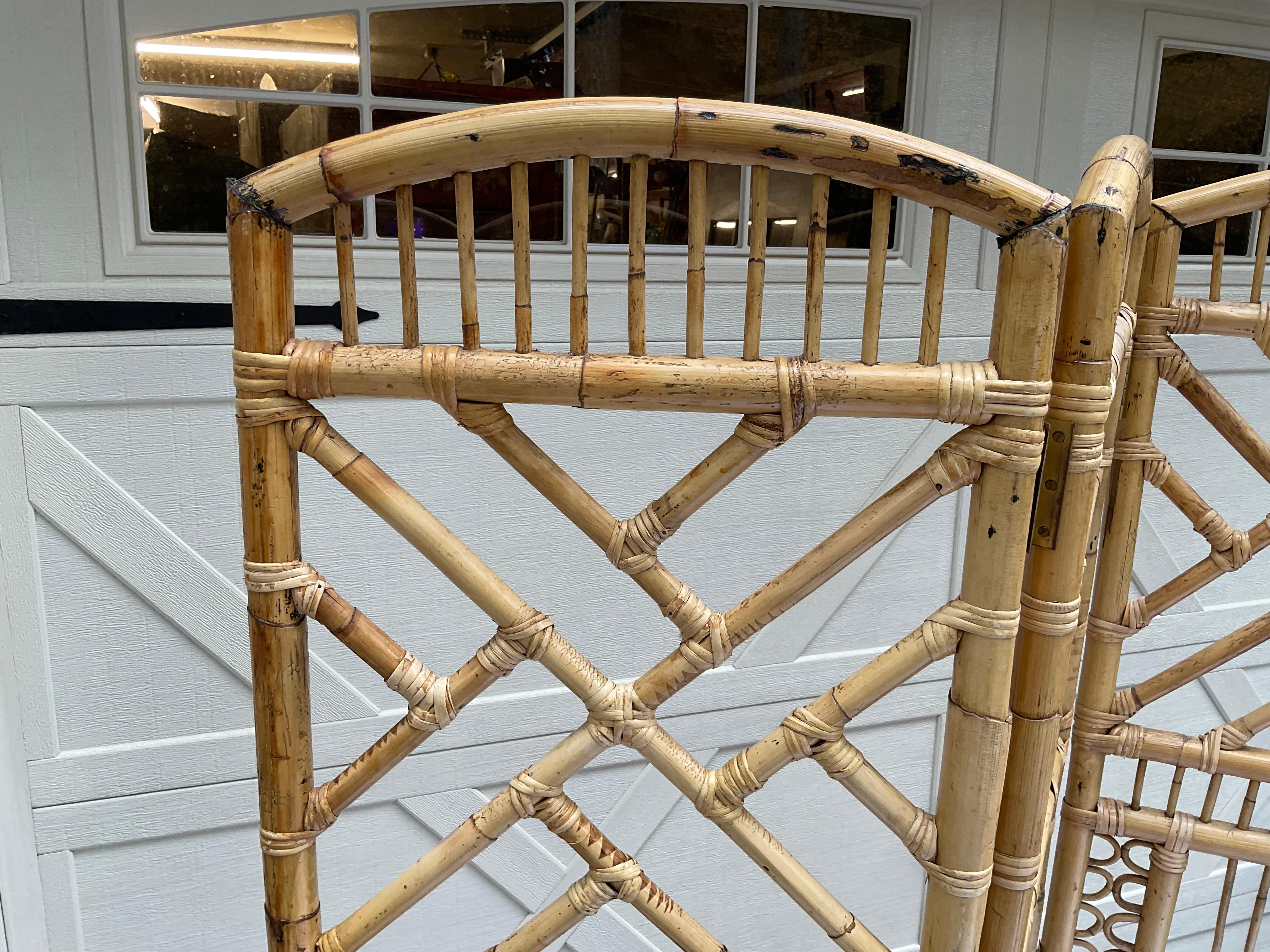 1970s Brighton Style Rattan Screen For Sale at 1stDibs
