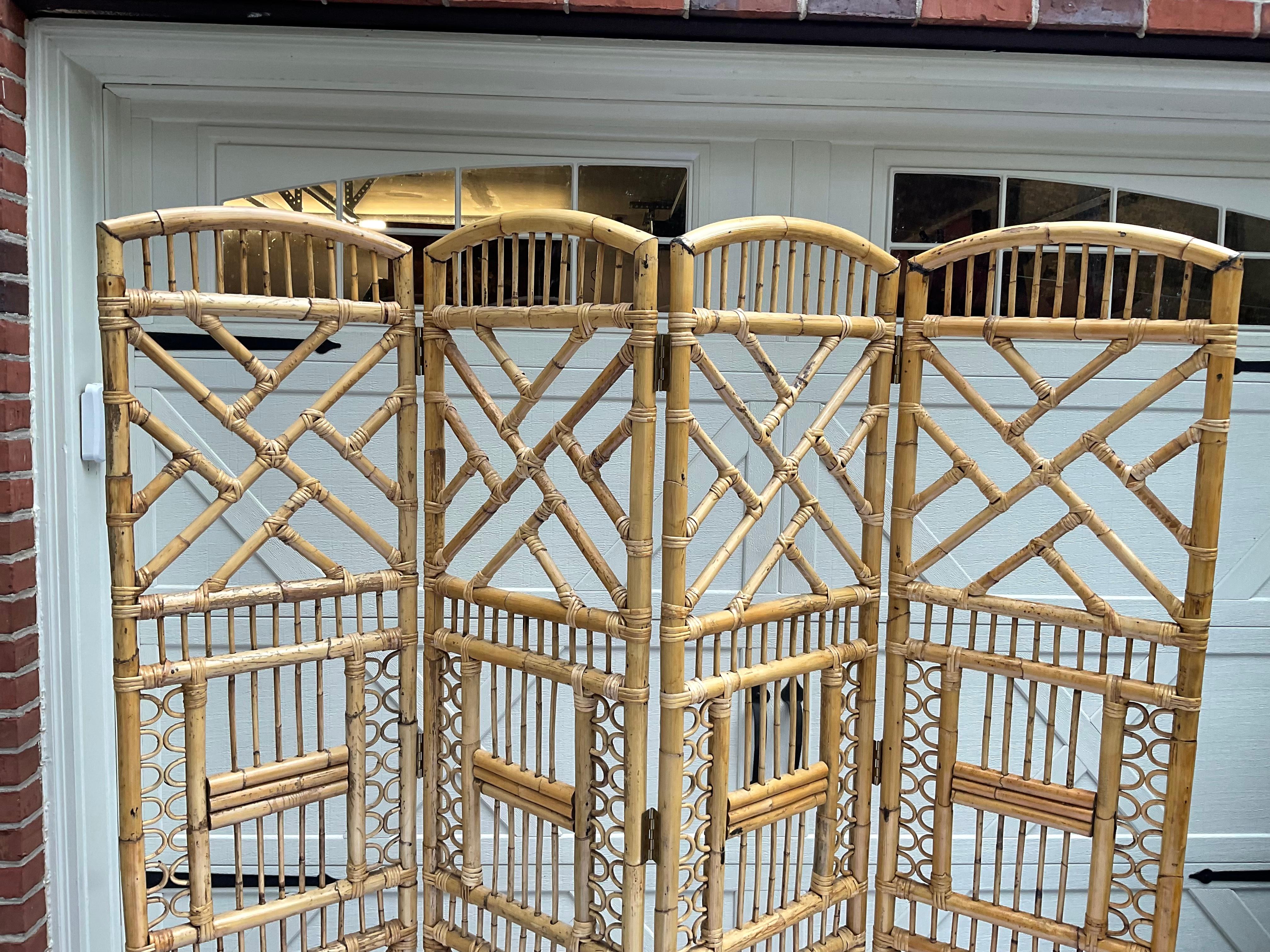 1970s Brighton Style Rattan Screen For Sale at 1stDibs