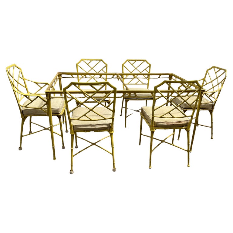 1970s Brown Jordan 7 Piece Calcutta Faux Bamboo Outdoor Dining Set For ...