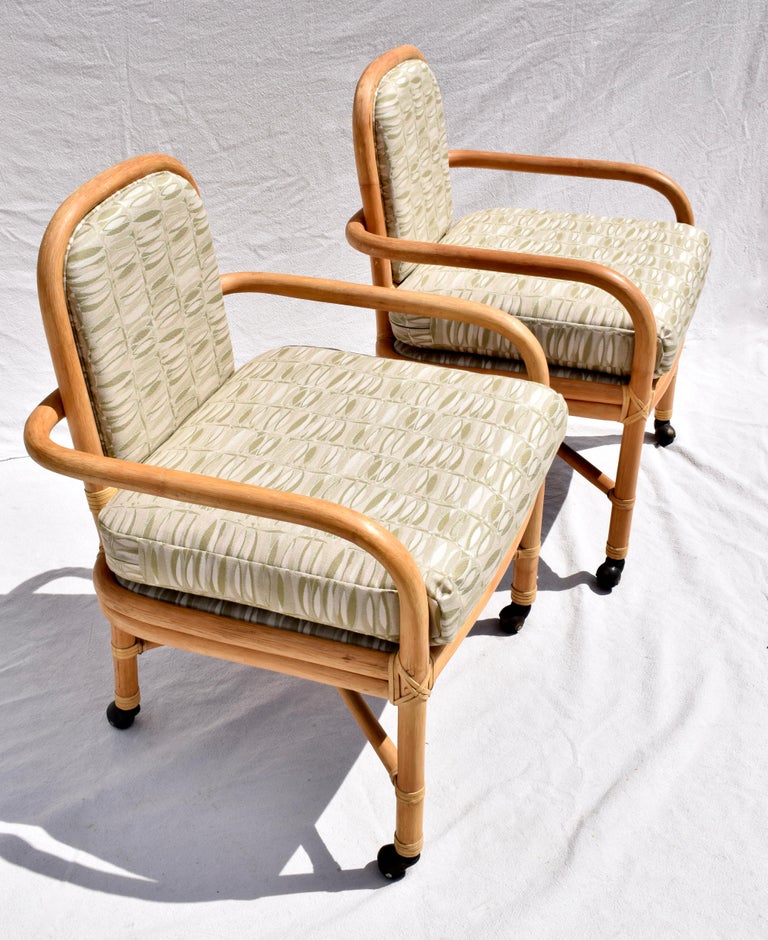 1970's, Brown Jordan Rattan Dining Table and Chair Set For Sale at 1stDibs