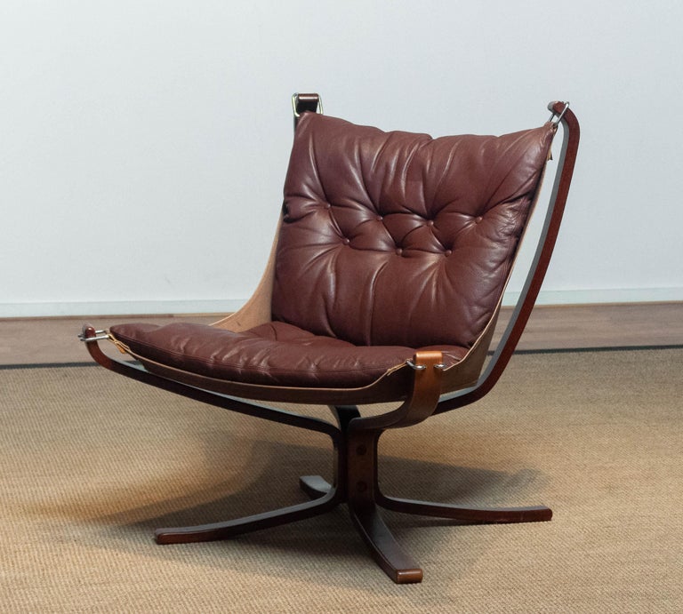 1970's Brown Leather Low Back 'Falcon' Chair By Sigurd Resell For Vatne ...