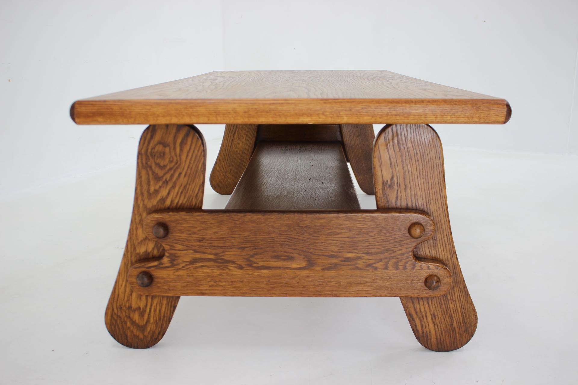 1970s Brutalist Dutch Oak Coffee Table For Sale at 1stDibs