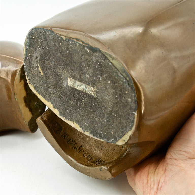 1970s Brutalist Monolithic Bronze Owl Modernist Bird Form Abstract ...