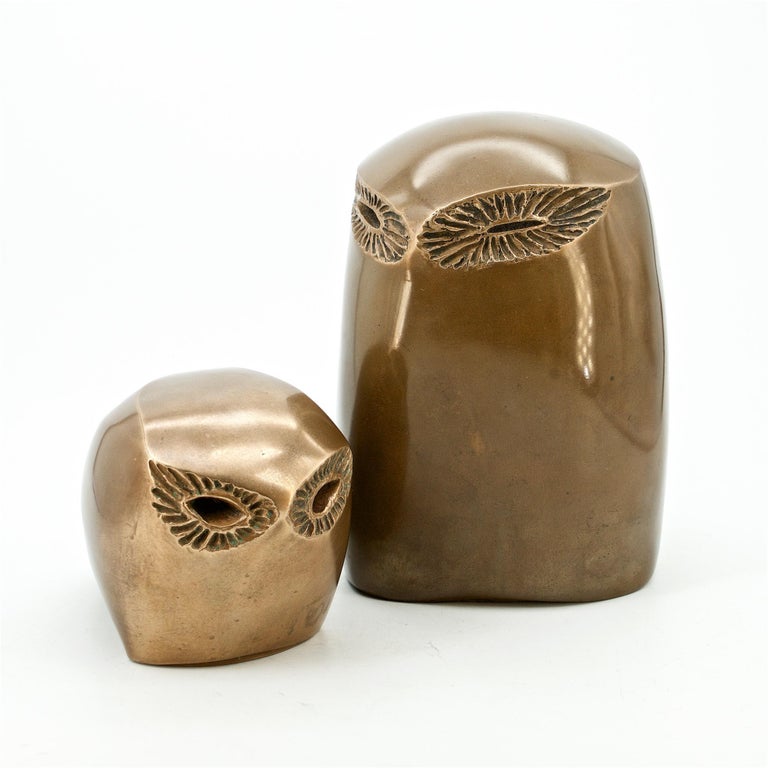 1970s Brutalist Monolithic Bronze Owl Modernist Bird Form Abstract ...