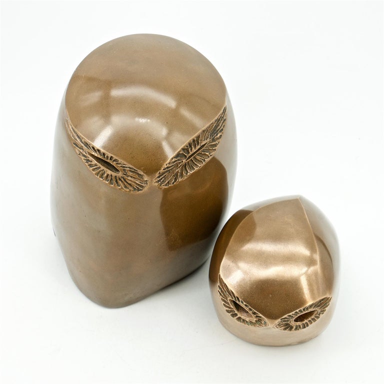 1970s Brutalist Monolithic Bronze Owl Modernist Bird Form Abstract ...