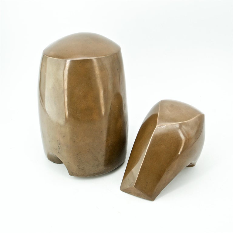 1970s Brutalist Monolithic Bronze Owl Modernist Bird Form Abstract ...