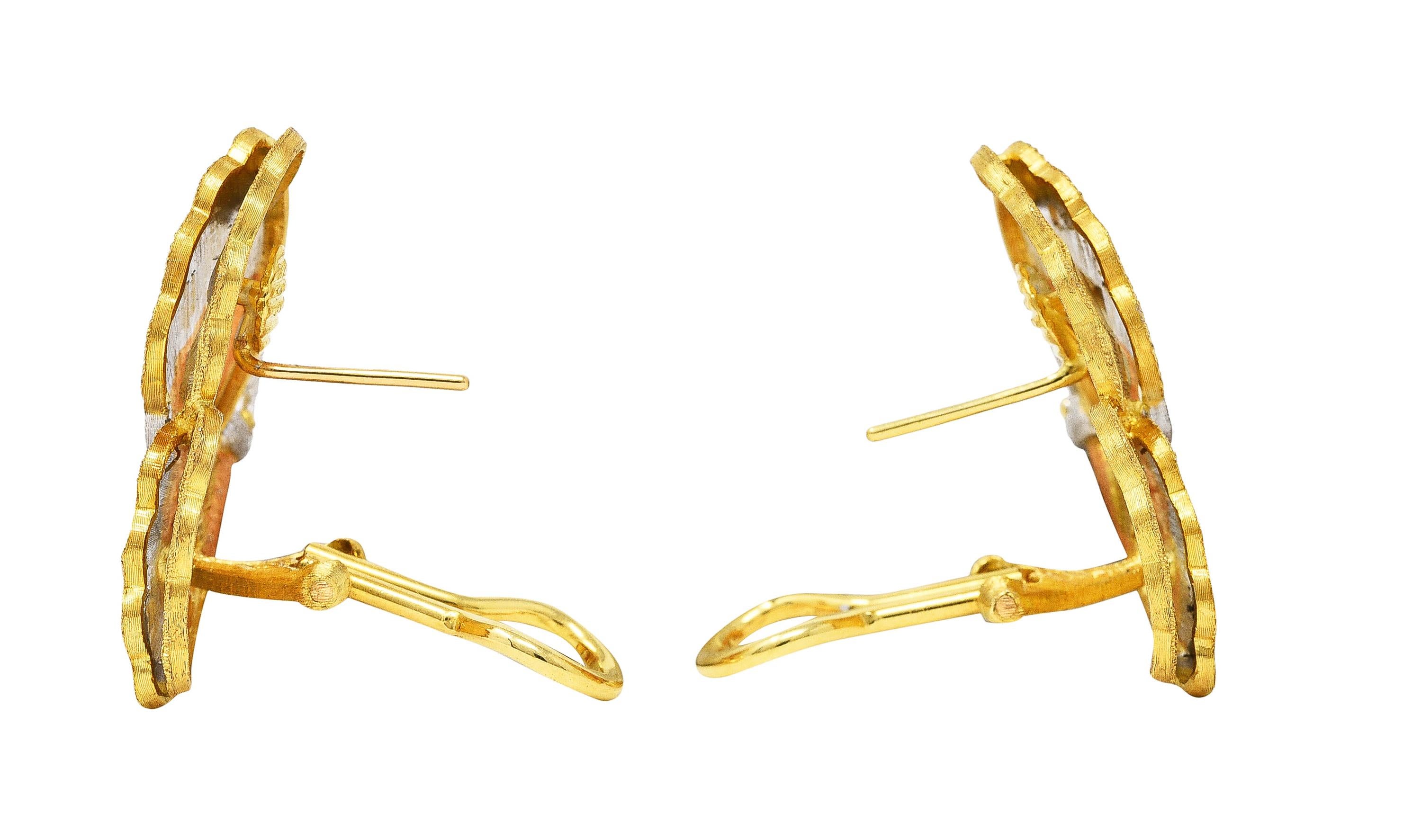 1970s Buccellati 18 Karat Tri-Colored Gold Butterfly Vintage Earrings ...