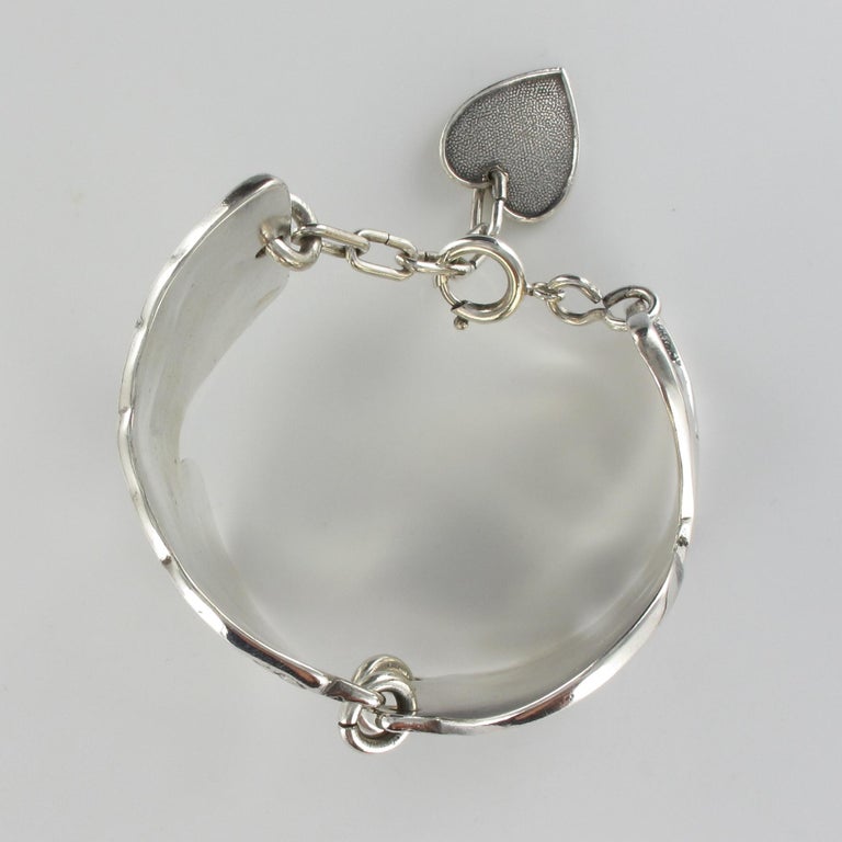 1970s Buffet Signed Engraved Silver Plated Cuff Bracelet at 1stDibs