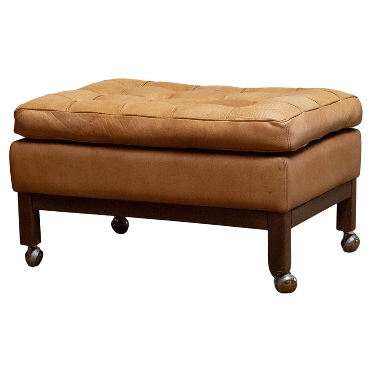 1970s Camel / Brown Coloured Leather Ottoman Model 'Merkur' By Arne ...