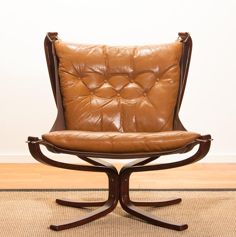 1970s, Camel Leather 'Falcon' Lounge or Easy Chair by Sigurd Ressell ...
