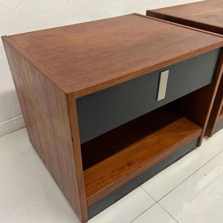 1970s Canada Modern Cube Nightstands in Teakwood For Sale at 1stDibs