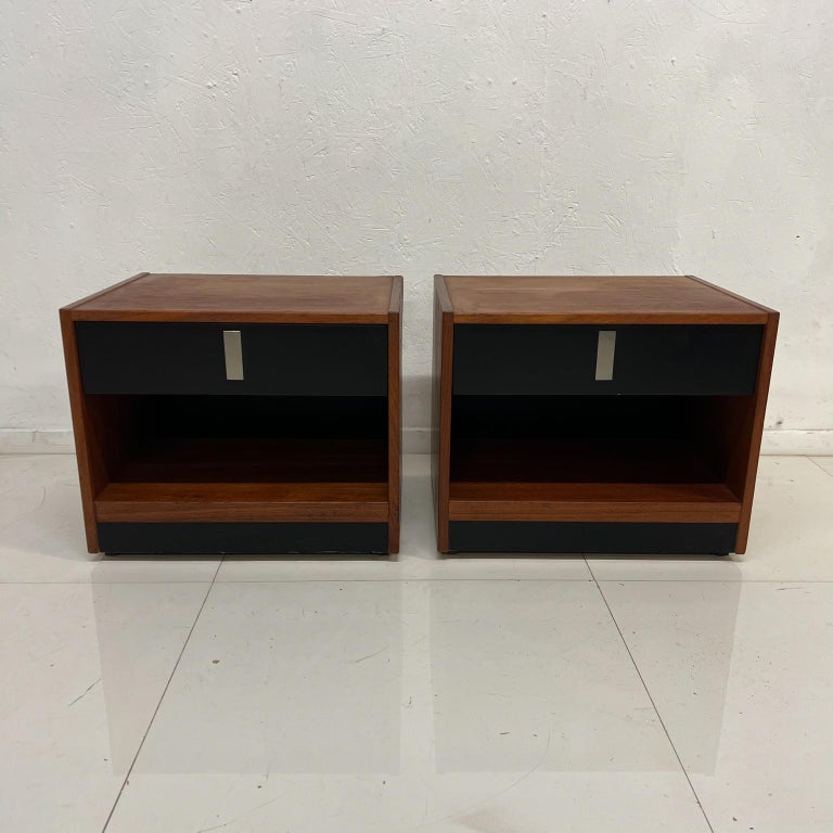 1970s Canada Modern Cube Nightstands in Teakwood For Sale at 1stDibs