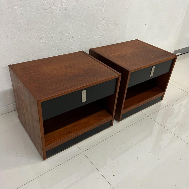 1970s Canada Modern Cube Nightstands in Teakwood For Sale at 1stDibs