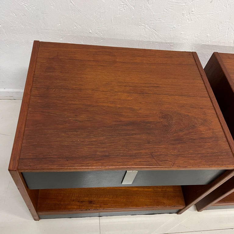 1970s Canada Modern Cube Nightstands in Teakwood For Sale at 1stDibs