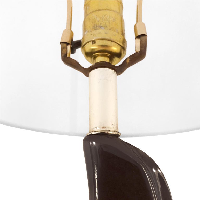 1970s Carl Falkenstein Metal Faceted Swoosh Table Lamp at 1stDibs