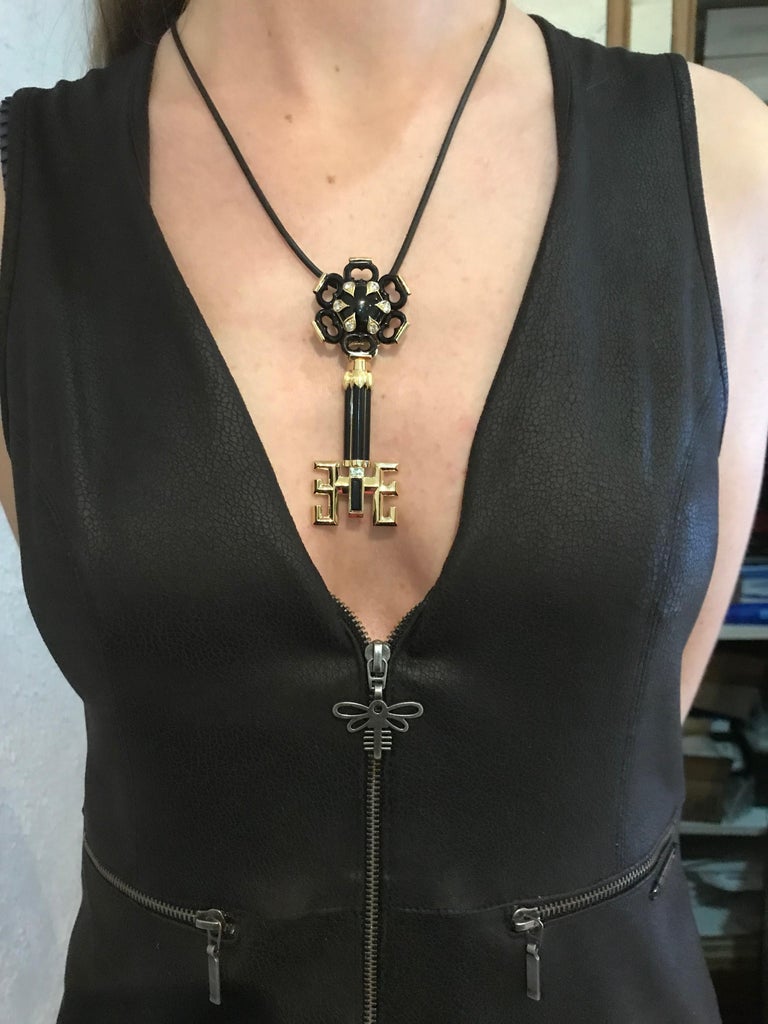 1970s Cartier Diamond Onyx Gold Key Pendant For Sale at 1stDibs ...