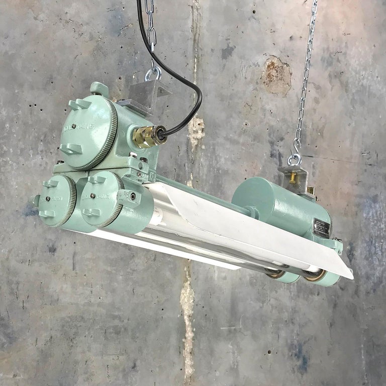 1970s Cast Aluminum, Brass and Glass Industrial Flame Proof LED Strip ...