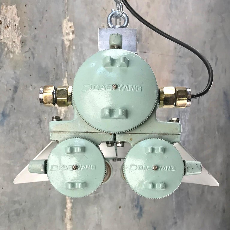 1970s Cast Aluminum, Brass and Glass Industrial Flame Proof LED Strip ...