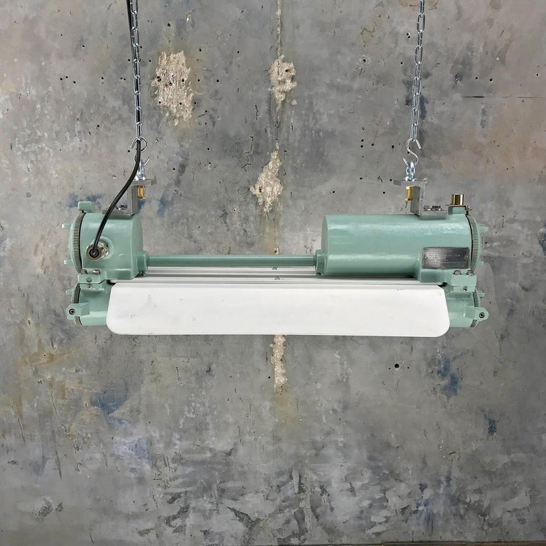 1970s Cast Aluminum, Brass and Glass Industrial Flame Proof LED Strip ...