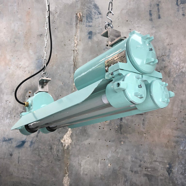 1970s Cast Aluminum, Brass and Glass Industrial Flame Proof LED Strip ...