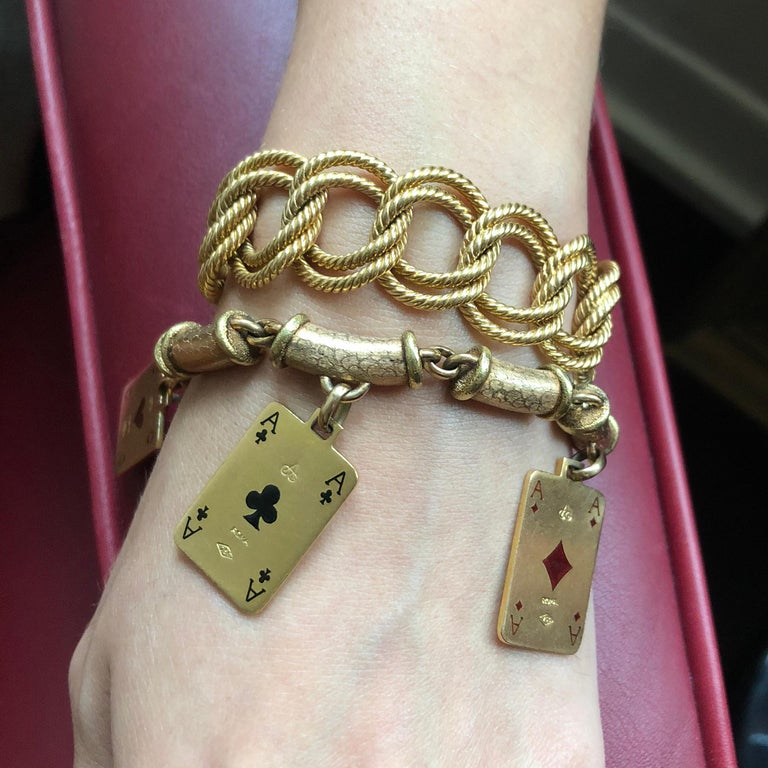 1970s Cazzaniga, Enamel and Gold Playing Card Charm Bracelet at 1stDibs ...