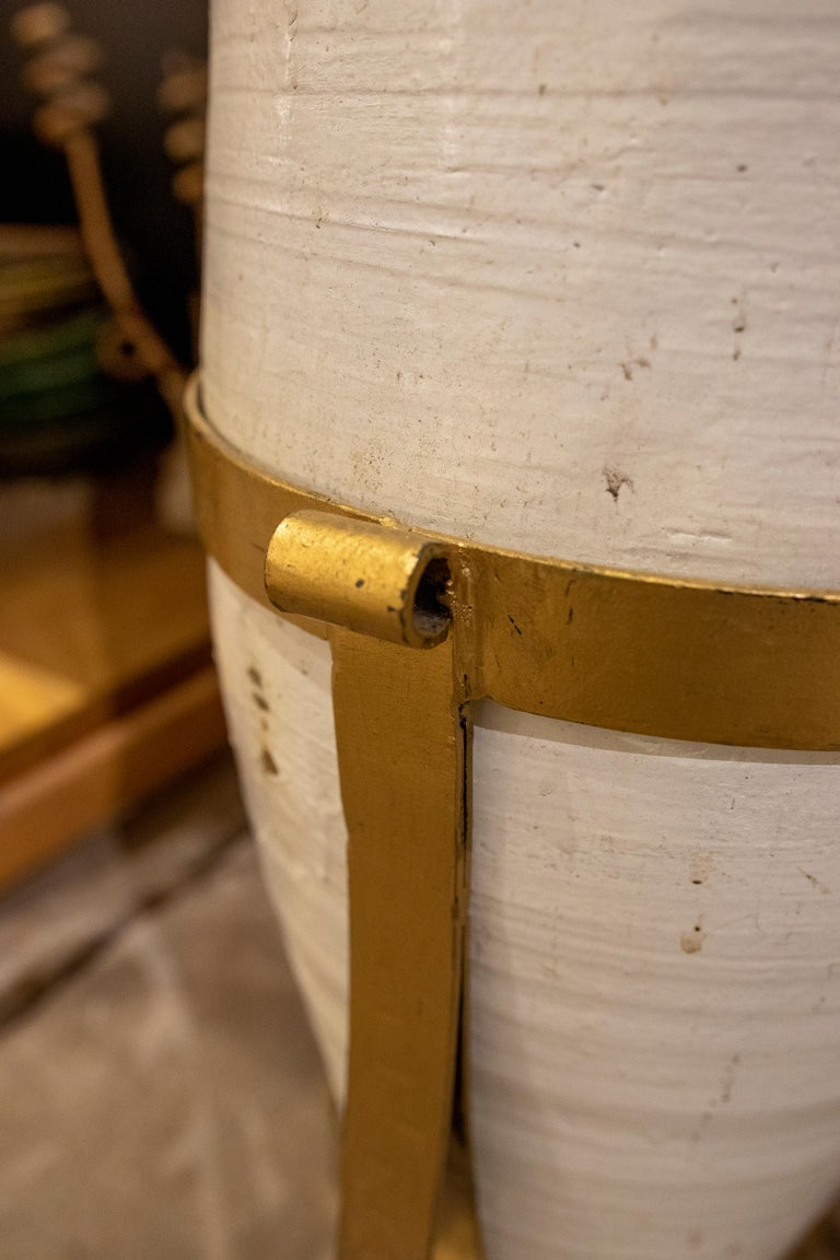 1970s Ceramic Amphora with Iron Base For Sale at 1stDibs