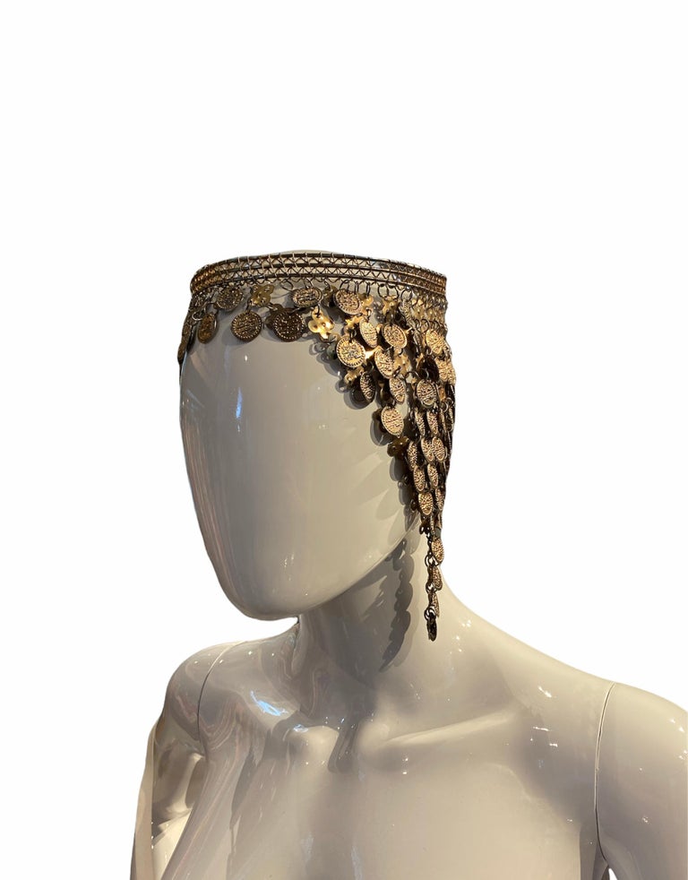 1970'S Chain Mail Coin Arabian Headpiece Hat For Sale at 1stDibs