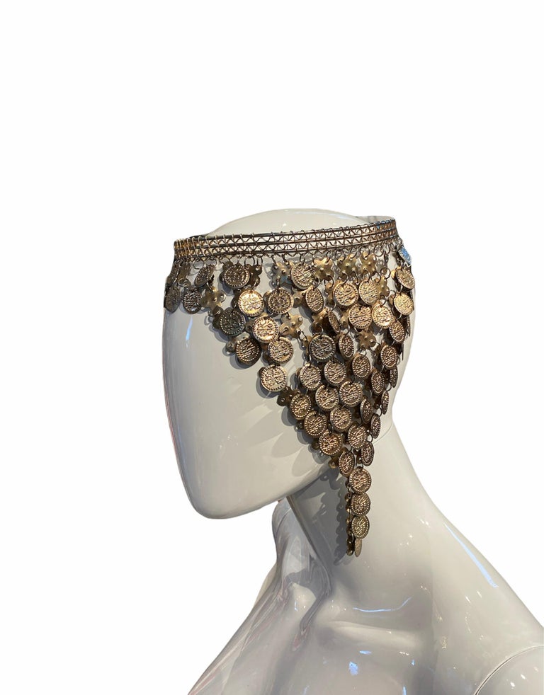1970'S Chain Mail Coin Arabian Headpiece Hat For Sale at 1stDibs