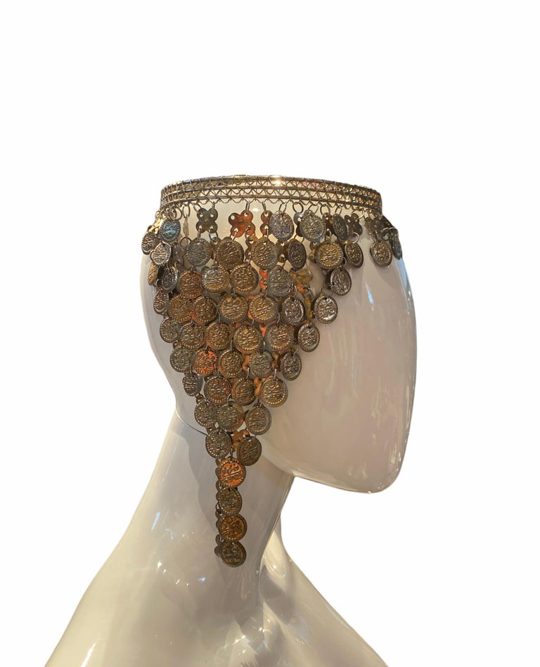 1970'S Chain Mail Coin Arabian Headpiece Hat For Sale at 1stDibs