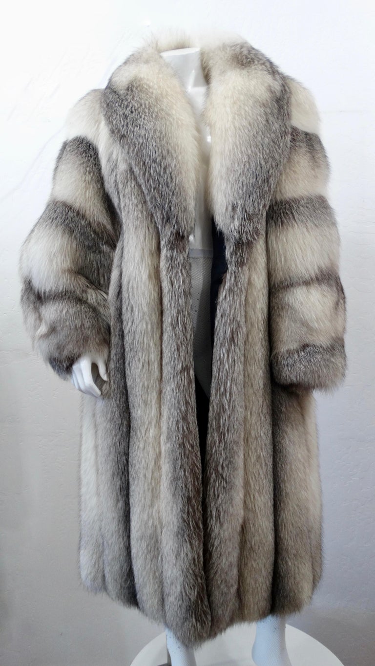 Charles Calfun 1970s Grey Fox Fur Coat at 1stDibs | grey fox coat, gray ...