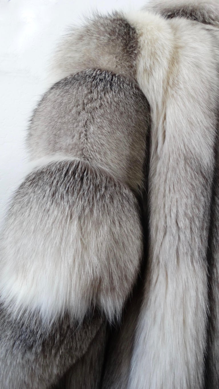Charles Calfun 1970s Grey Fox Fur Coat at 1stDibs | grey fox coat, gray ...