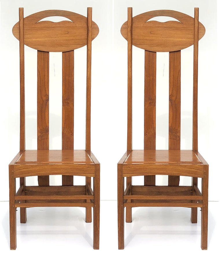 1970s Charles Rennie Mackintosh High-Back Chairs, Pair For Sale at 1stDibs