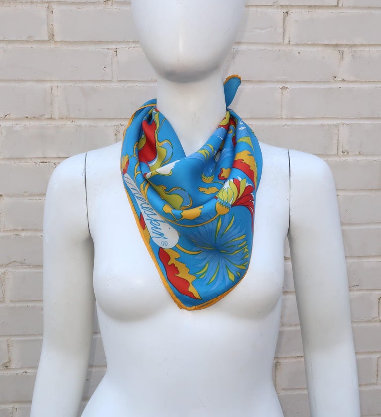 1970's Chereskin Psychedelic Mod Print Silk Scarf at 1stDibs