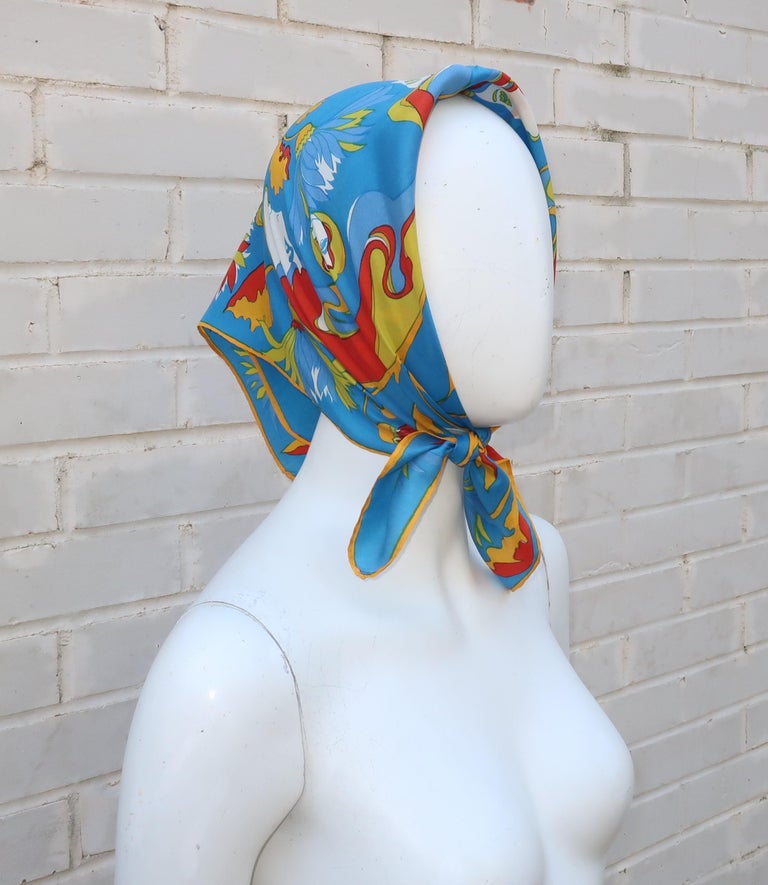 1970's Chereskin Psychedelic Mod Print Silk Scarf at 1stDibs