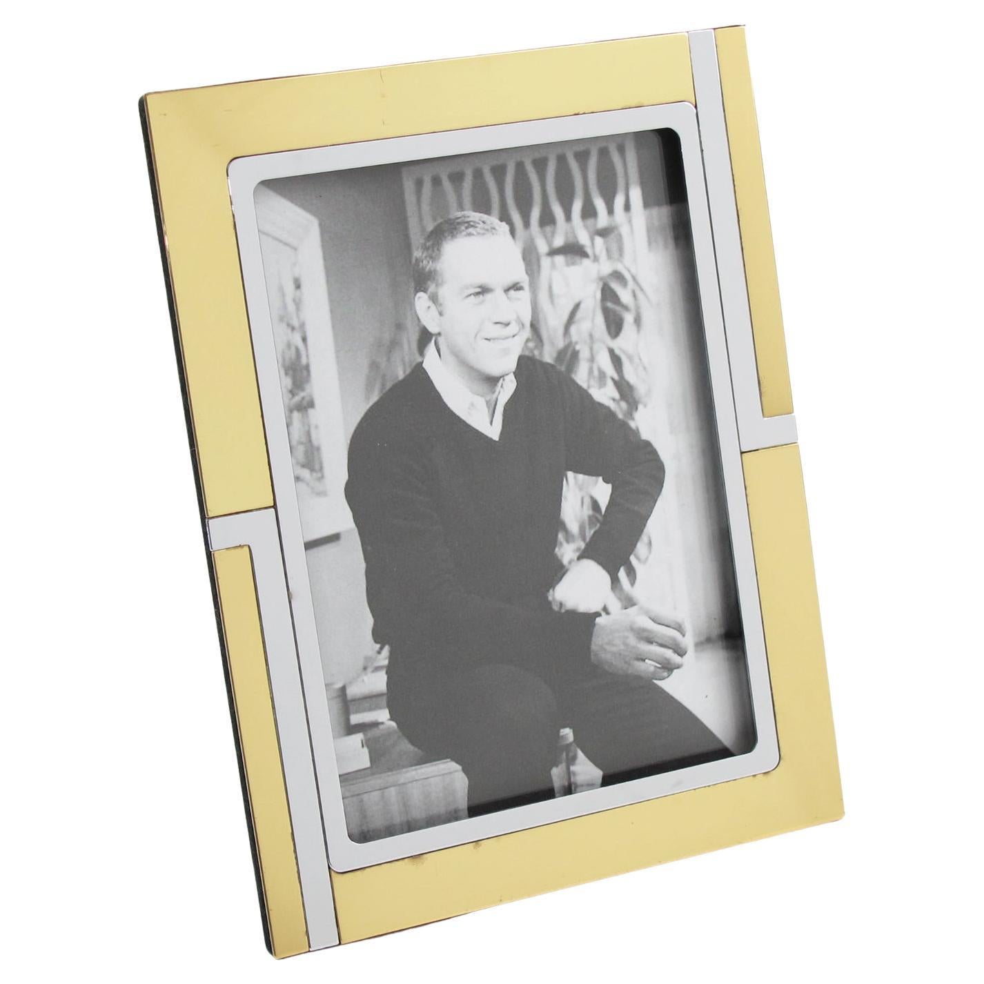 Noel B.C. Italy 1970s Modernist Chrome and Brass Picture Photo Frame at ...