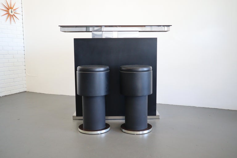 1970's Chrome and Smoked Glass Bar Set Attri. to Joe Colombo For Sale ...