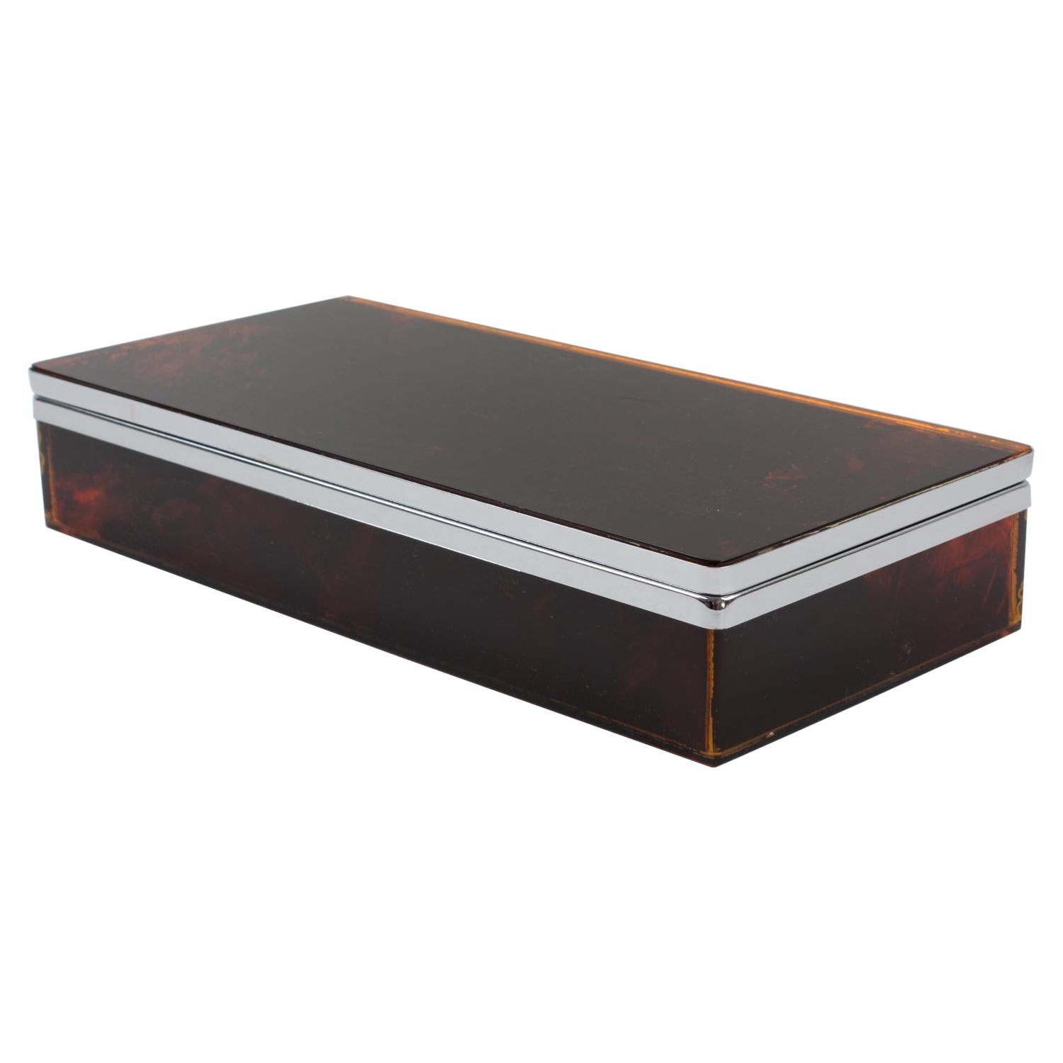 Alessandro Albrizzi Rectangular Box in Purple Lucite and Chrome, Italy ...