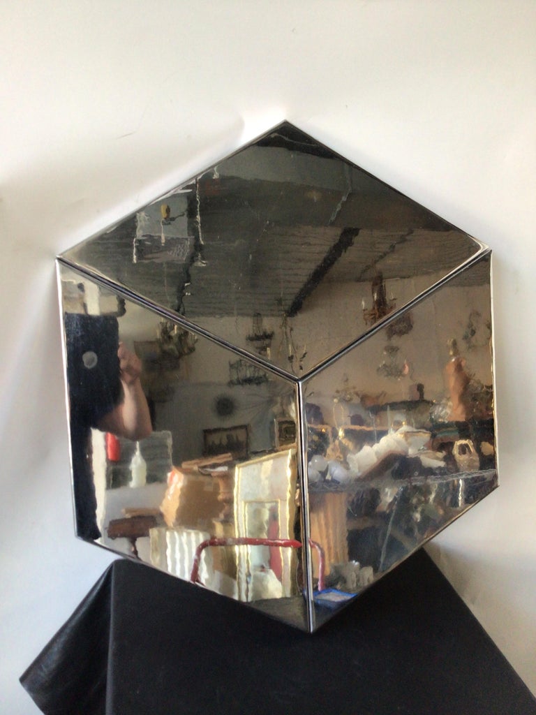 1970s Chrome Plated Steel Hexagon Wall Sculpture For Sale at 1stDibs