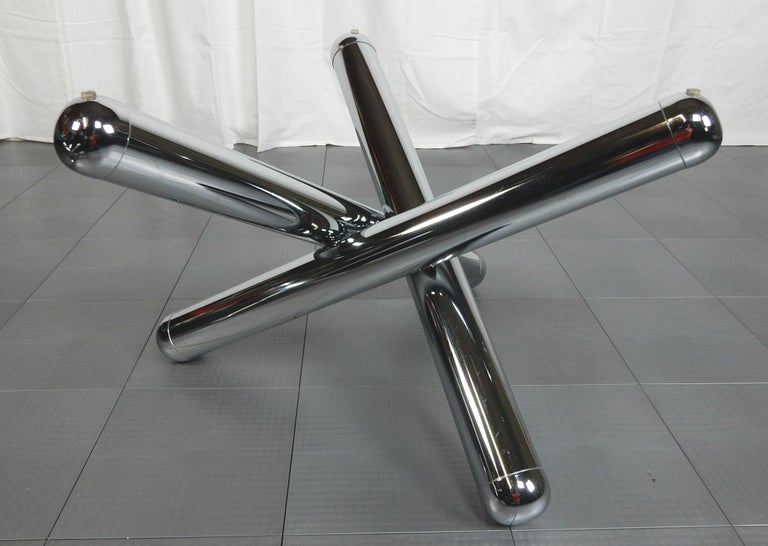 1970s Chrome Tri-Pod Tube Coffee Table Base For Sale at 1stDibs