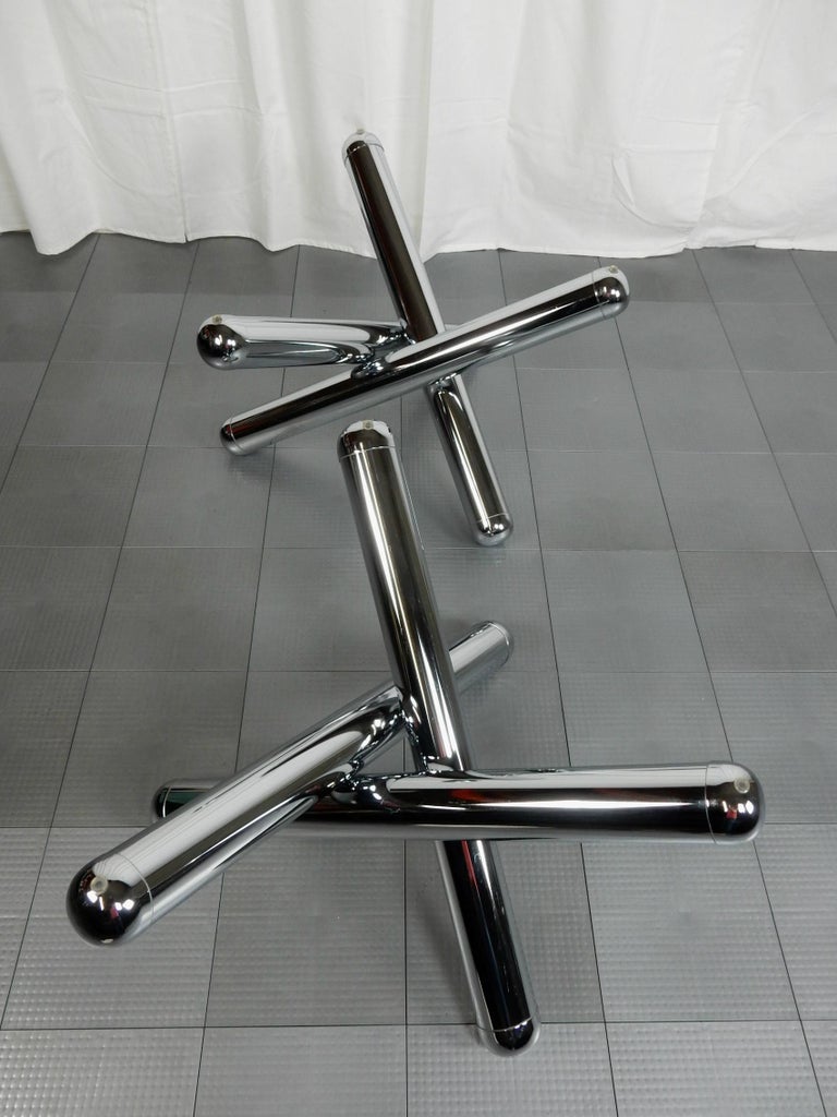 1970s Chrome Tri-Pod Tube Coffee Table Base For Sale at 1stDibs