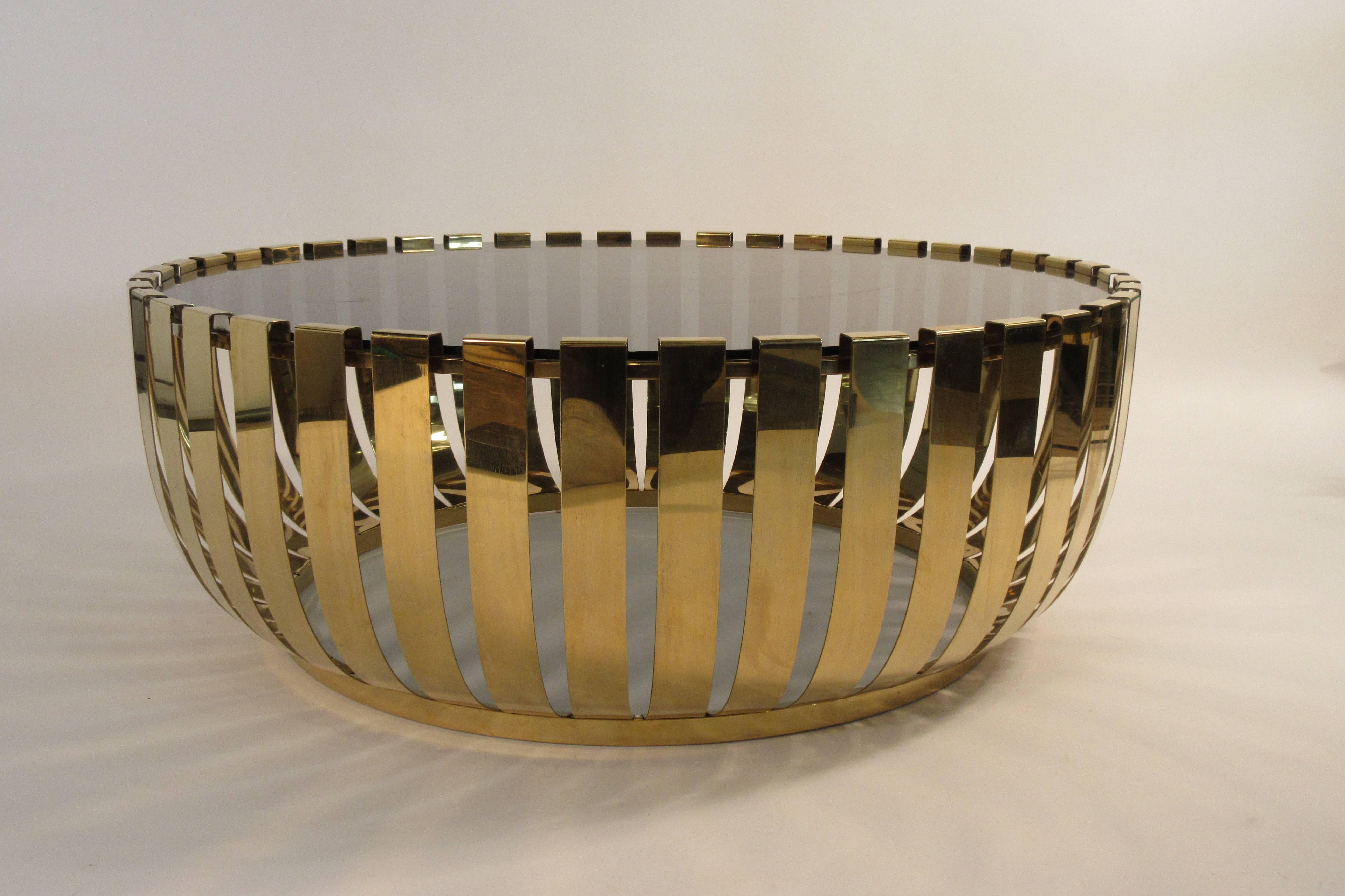 Round Brass Vega Coffee Table at 1stDibs