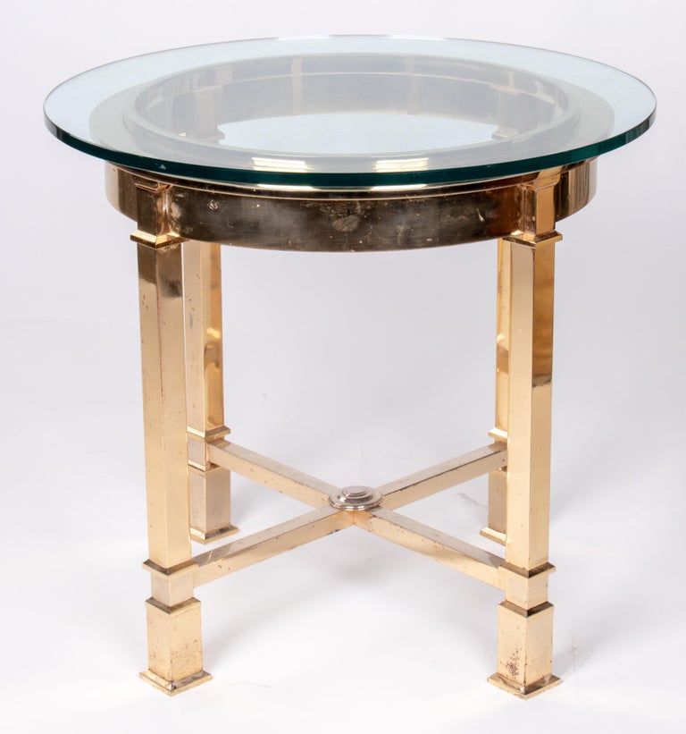 1970s Classical Italian Design Gilded Brass Round Auxiliary Table at ...