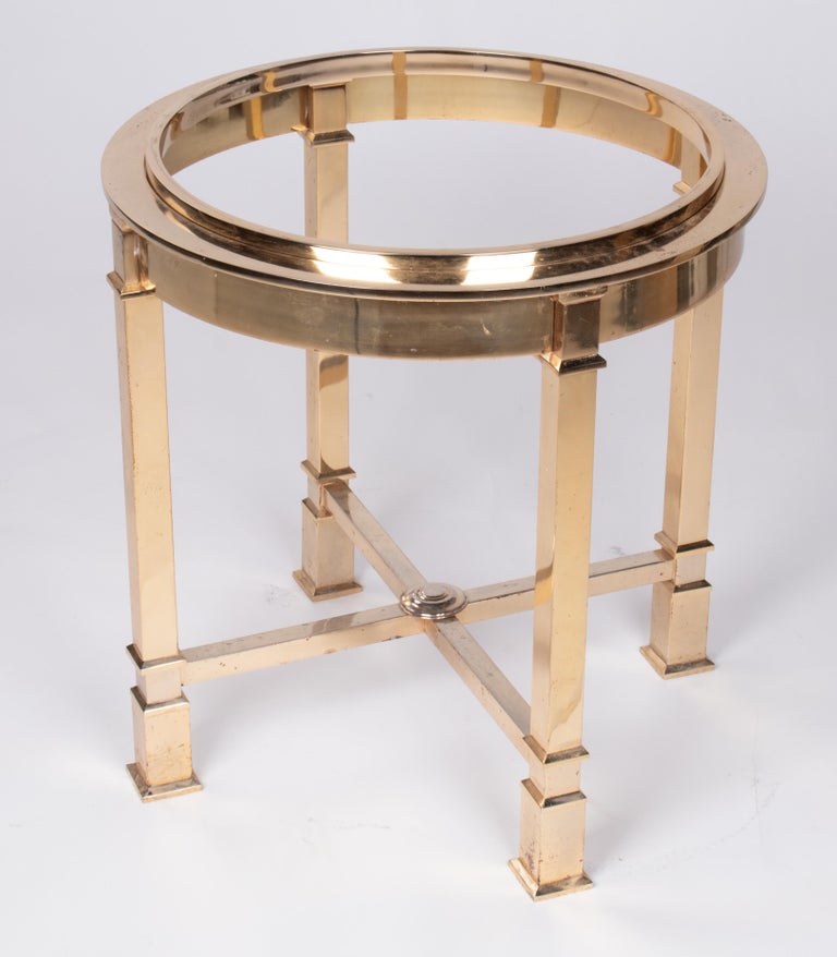 1970s Classical Italian Design Gilded Brass Round Auxiliary Table at ...