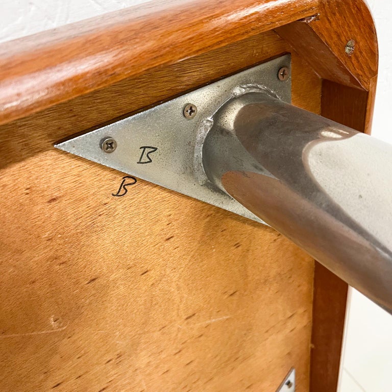 1970s Coffee Table Staved Wood Tubular Chrome Legs Style of Vladimir ...