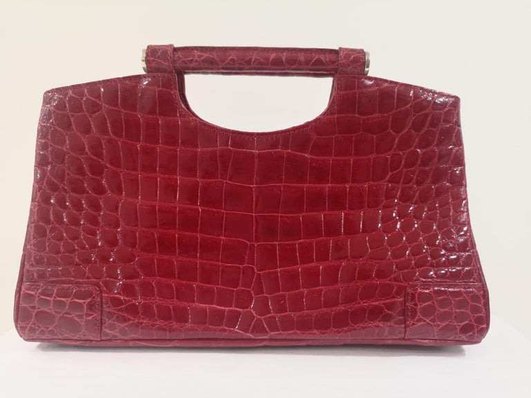 1970s Colombo Red crocodile handbag For Sale at 1stDibs