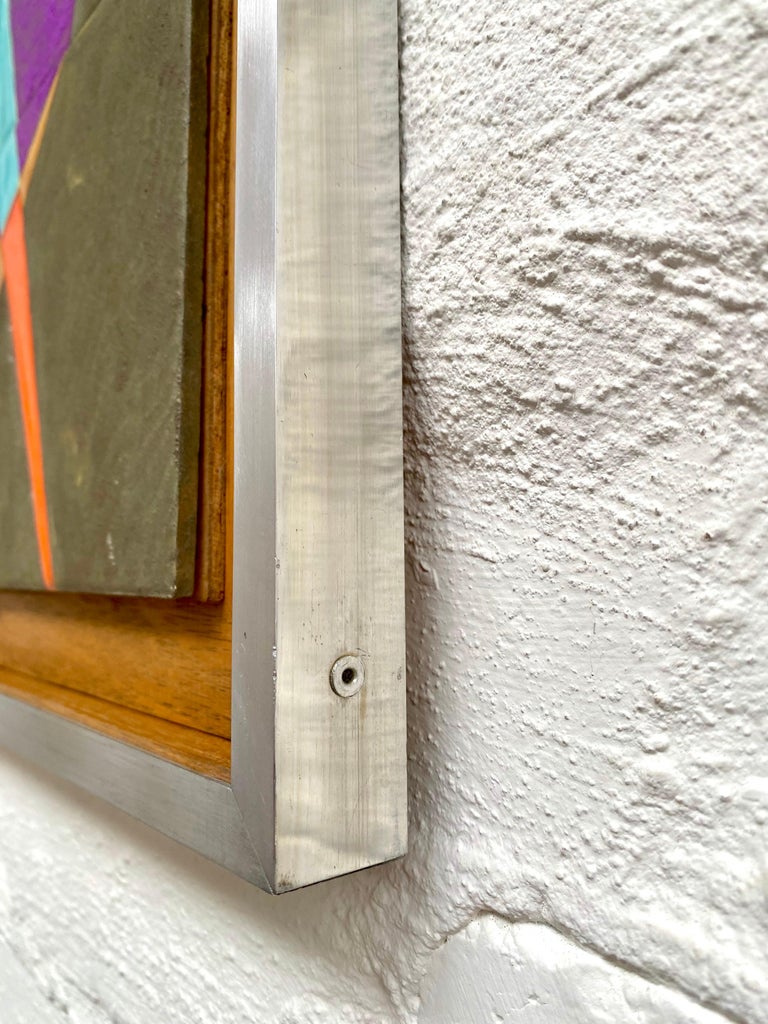 1970s Colourful Abstract Glazed Tiles in Aluminium Frame Signed Rachel ...