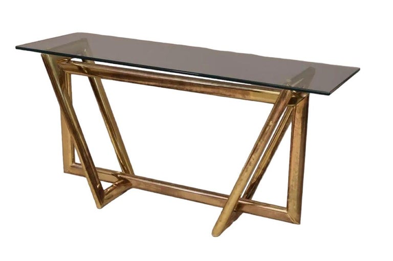 1970s Contemporary Abstract Brass Console Table For Sale at 1stDibs