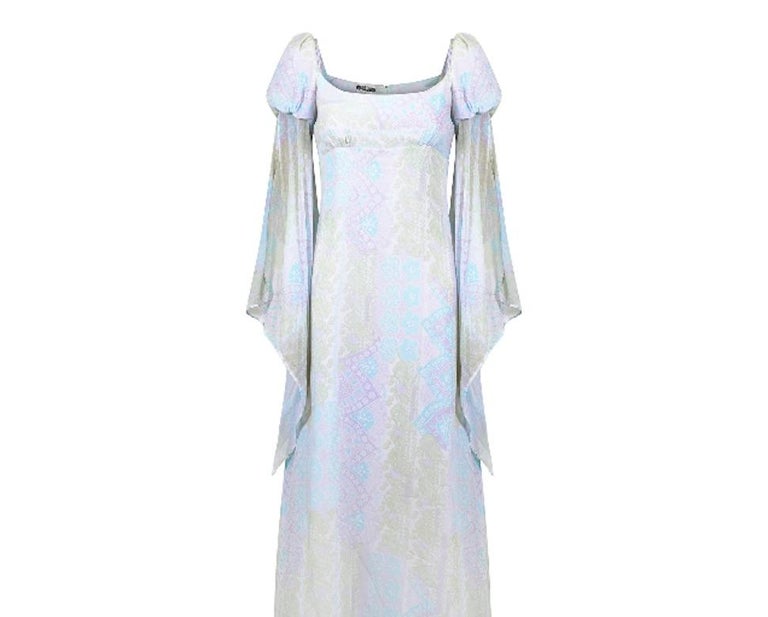 1970s Cotton Angel Wing Sleeved Dress by Quad at 1stDibs